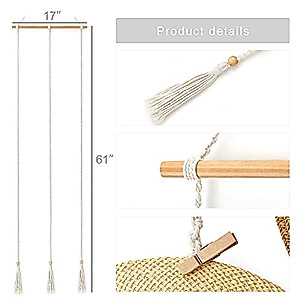 Mkono Hat Rack for Wall Baseball Cap Organizer and Hat Hangers for Wall Boho Caps Display Organizer with Tassels