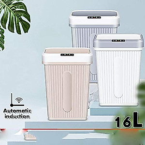 WPYYI 16L Smart Automatic Sensor Dustbin Trash Can USB Rechargeable Induction Waste Bin Rubbish Can Home Living Room Garbage Bucket ( Color : Black )