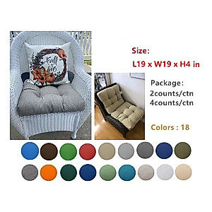 QILLOWAY Indoor/Outdoor Square Seat Patio Cushion -Pack of 2,19-Inches (Silver/Grey)…