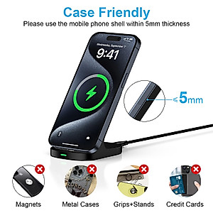 15W Fast Wireless Charger Phone Charging Stand for Google Pixel 8a/8 Pro/7a/7/6 Pro/5,Android Phone Wireless Charging Station Charger for Samsung Galaxy Z Fold 5/Z Flip 5/S24 Ultra/S23/S22/S21/S20/S10