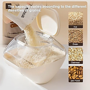 LivLab Rice Container - 10 Lbs Cereal Container Storage Container Bin with Measuring Cup Food Flour Bins Household for Kitchen Pantry Organization (Transparent)