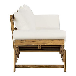 Safavieh PAT6745B Outdoor Collection Tandra Teak Modern Contemporary Daybed Day Bed, Natural/Beige