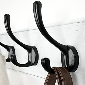 Dseap Coat Rack Wall: Patented, Heavy-Duty, 5-Double-Hooks Wooden Wall Mounted Coat Rack Coat Hanger Hook Rail for Winter Coats Hat Jacket Clothing, White & Black