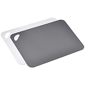 Lurch Germany Flexible Plastic Cutting Boards For Cooking | Flint Grey & White Thin Cutting Mat | Modern Dishwasher Safe And Bpa Free Cutting Board- Set Of 2
