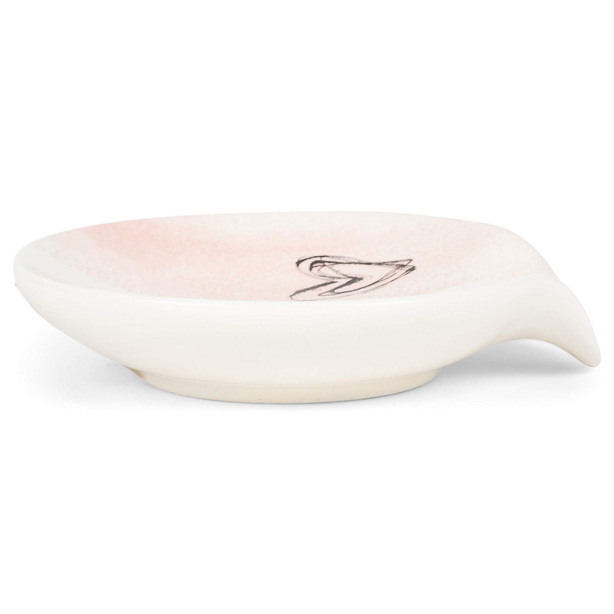DEMDACO Spread Love Everywhere Heart Pink Stripe 4.5 x 4 Glossy White Ceramic Stoneware Kitchen Spoon Rest