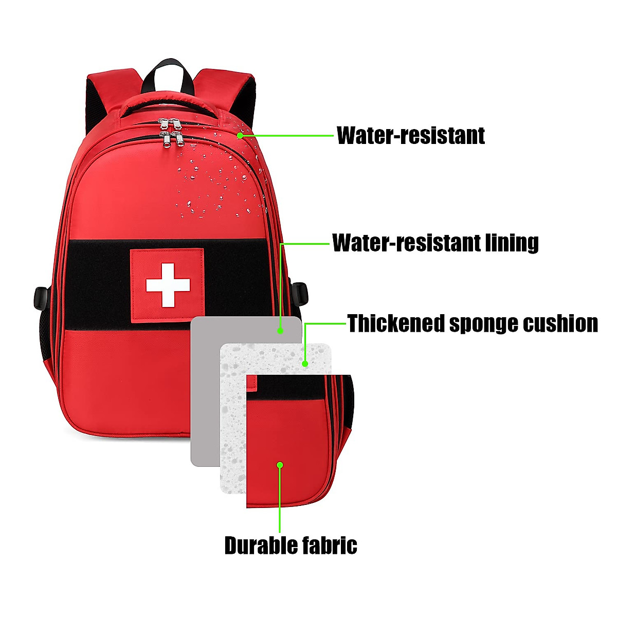 Gatycallaty First Aid Backpack Emergency Medicine Bag Empty Survival Trauma Bags First Responder for Outdoor Travel Office (Medical Red)