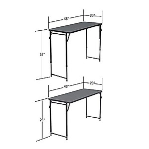 Cosco 20 x 48 Adjustable Height PVC Top, Black Table