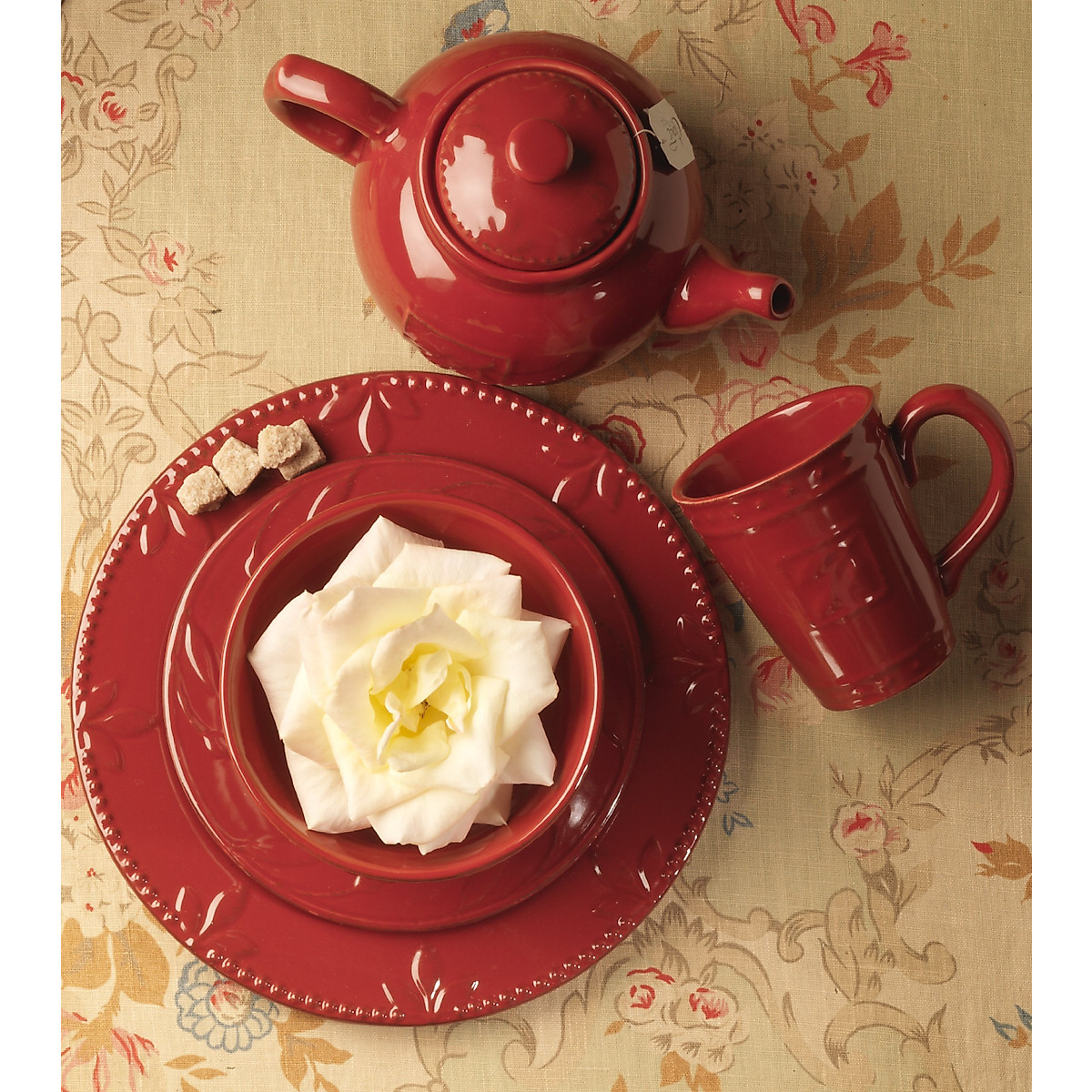 Signature Housewares Sorrento Collection Canisters, Ruby Antiqued Finish, Set of 3