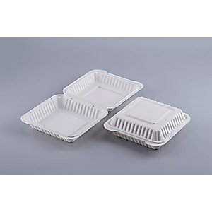 8"×8" 1-Compartment - 20 Pack Plastic Clamshell Take Out Food Containers Heavy-Duty Togo Disposable Lunch Box With Secure Snap Hinged Lid Meal Prep for Parties Restaurants