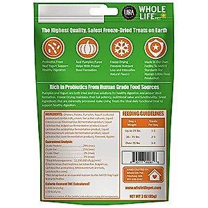 Whole Life Pet Human Grade Probiotic Dog Treats - Pumpkin & Yogurt – Easy Digestion, Firmer Stool, Sensitive Stomachs - Made in The USA