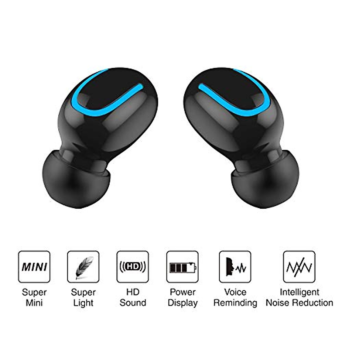 Alpha Digital Wireless Ear-Buds, Bluetooth 5.0, Easier Pairing, Longer Distance, Best Sound Quality, Sweat-Proof Design, 20 Hours Play time, Storage case for Charging, Black (Q32)