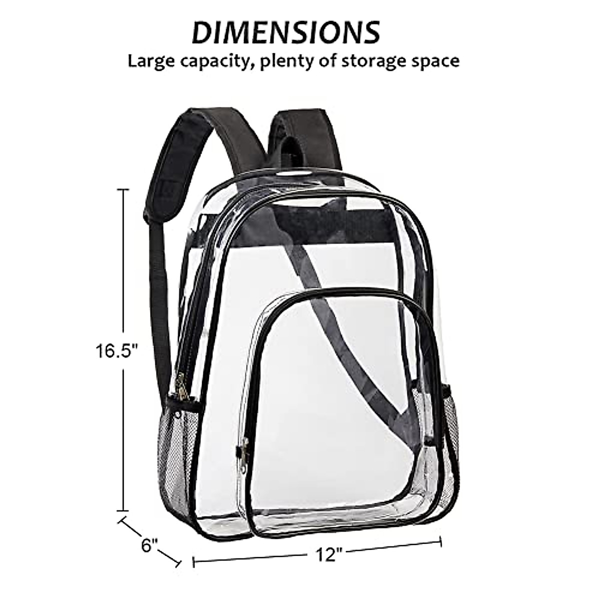 Clearworld Large Clear Backpack,Heavy Duty PVC Transparent Backpack,See Through Bookbag with Reinforced Strap for College Work Travel