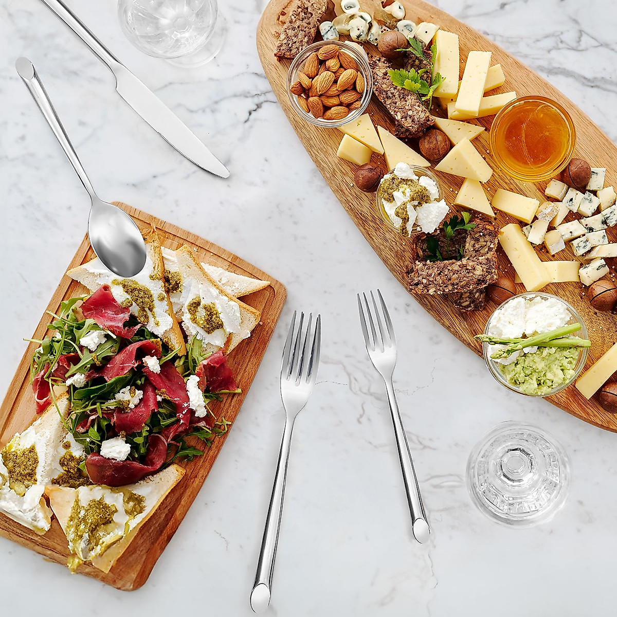 QUEARI Wave 20-Piece Silverware Set, Forged Stainless Steel Flatware Set, Cutlery Set Mirror Polished, Dishwasher Safe, Service for 4