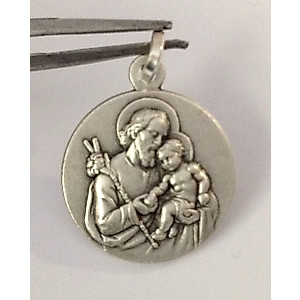 I G J 925 Sterling Silver Saint Joseph Medal - Patron Saint of Workers and Good Death and of the Universal Church