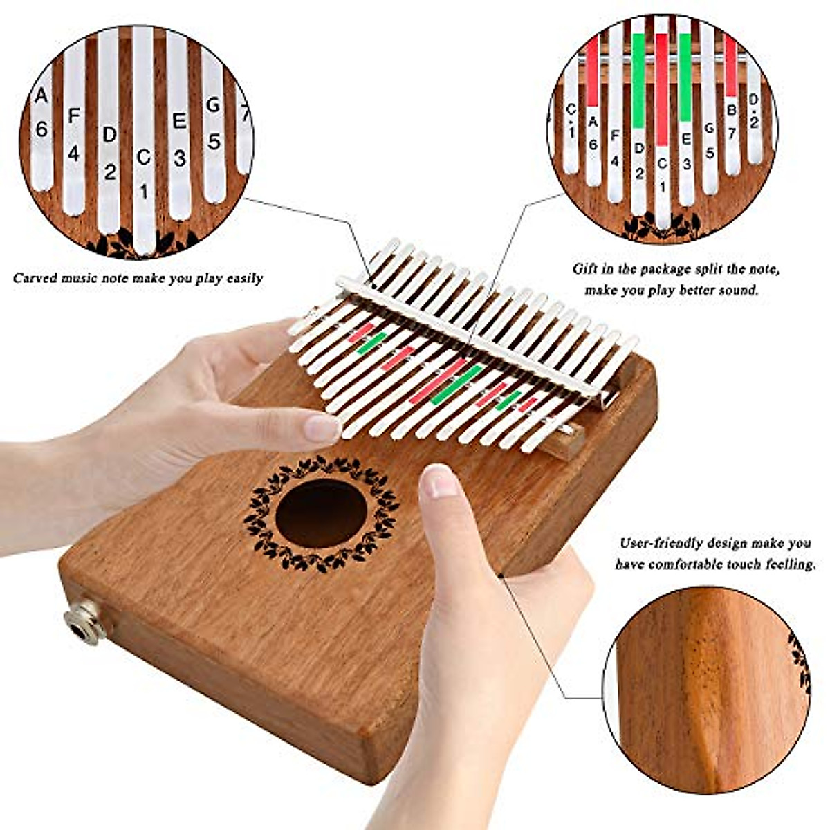Kalimba Thumb Piano 17 Keys RANMING Mbira Finger Piano Kalimba Gifts for Adults Kids Beginners With Portable Handbag and Tune Hammer Thumb Pianos Finger Harp (Mahogany-Pickup)