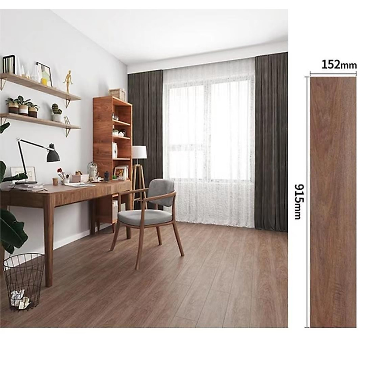 Vinyl Peel and Stick Floor Tile, Self-Adhesive Wood Plank, 10-Pack (15 Square Feet) - 6 Inch Width, 36 Inch Length, 1.2mm - Hickory - Easy DIY Nexus Planks for Any Room by Achim Home Decor