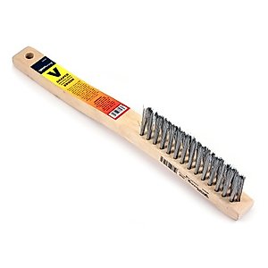 Forney 70523 V-Groove Stainless Steel Wire Brush, with Wood Handle, 13-3/4-Inch-by-.014-Inch