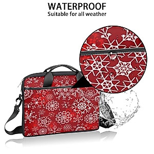 Christmas Snowflake Laptop Computer Bag Waterproof Shoulder Messenger Bag 13-15 inch Durable Laptop Tote Bag with Shoulder Strap Handle Lightweight Crossbody Briefcase