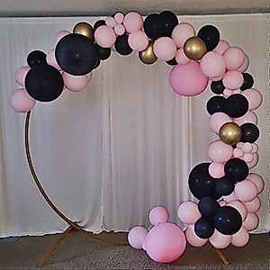 Efavormart 7.5 Ft Round Gold Metal Wedding Arch Photo Booth Backdrop Stand - 100 Lbs Capacity