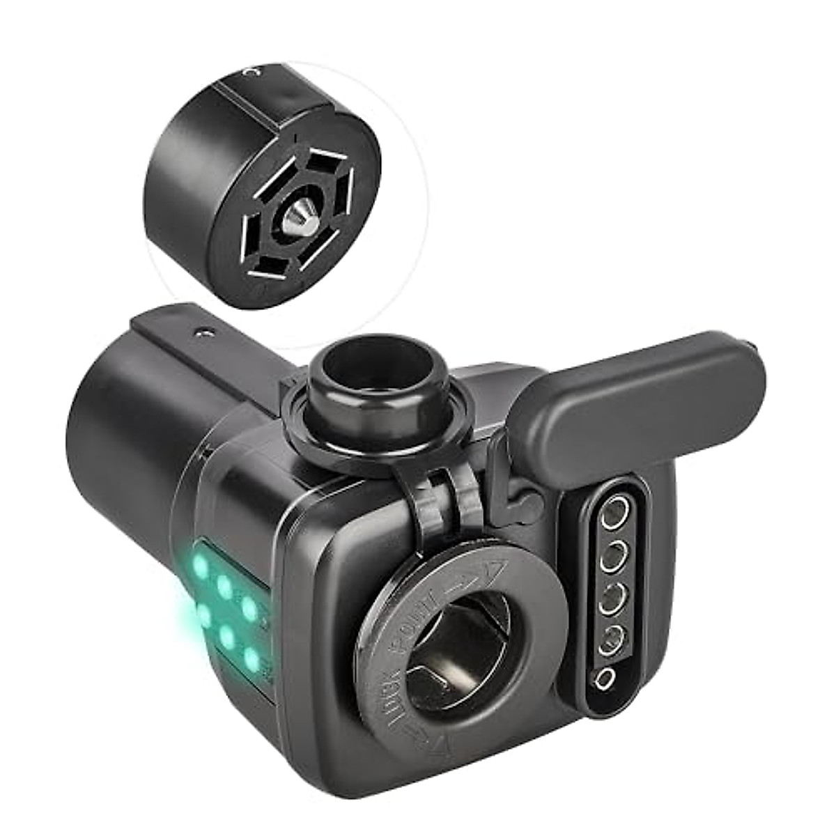 Oyviny 7 Way Blade to 12V Power Adapter with LED Circuit Tester, 7 Pin RV Blade to 4/5 Way Flat Adapter Trailer Cigarette Lighter Connector for Truck