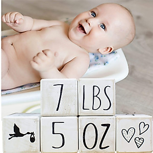 Milestone Blocks by Cutie Carry 6 Wood Block Photography Props The Most Complete Set for Baby Boy or Girl Track Memories Rustic Nursery Decor (White)