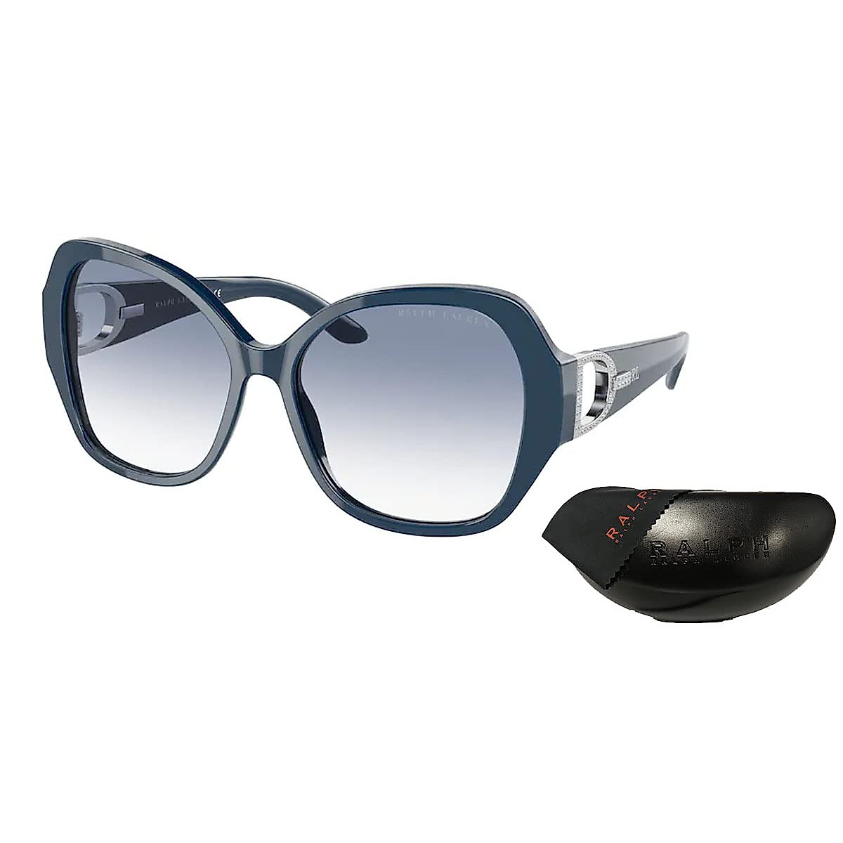 Ralph Lauren RL8202B 546519 57MM Shiny Navy Blue/Gradient Blue/Clear Cateye Sunglasses for Women + BUNDLE With Designer iWear Eyewear Kit