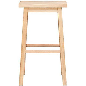 PJ Wood Classic Saddle Seat 29 Inch Tall Kitchen Counter Bar Stool for Homes, Dining Spaces, and Bars with Backless Seat, Natural