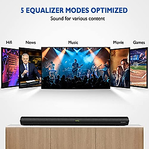 Sound Bar Soundbar TV Speaker: 110 Watt 2.1 CH Surround System Home Theater with Built-in Subwoofer Wireless Wired Bluetooth 5.0 Optical AUX HDMI-ARC RCA USB Connectivity