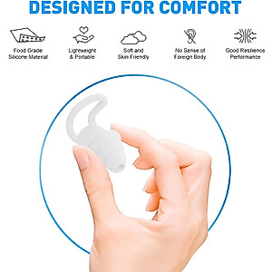 Ear Plugs for Sleeping Noise Cancelling, Ear Plugs for Noise Reduction, Washable Hearing Protection for Work, Travel, Concert, Swimming, Sleep Snoring(White)