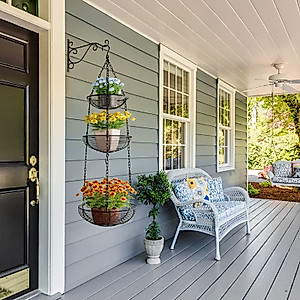 HULISEN 3 Tier Hanging Fruit Basket with Banana Hook, Heavy Duty Wire Hanging Baskets for Kitchen Storage, 35.4 Inch Hanging Vegetable Produce Basket Organizer (Including Installation Bracket)