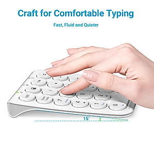 iClever Number Pad, KP08 Bluetooth Number Pad, Ultra Slim and Lightweight, USB-C Charge, Number Pad for Laptop, iPad, Mac, iMac, Tablet, PC Desktop