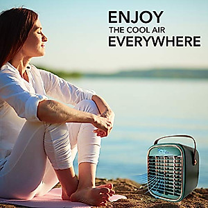 Little Big Chill Portable Personal Air Conditioner Fan,Rechargeable Cordless Mini Air Cooler/Humidifier Designed for Home,Office,Bedroom and Car.Ideal for Camping,Tailgating,The Beach,Green