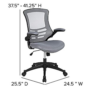 Flash Furniture Kelista Mid-Back Dark Gray Mesh Swivel Ergonomic Task Office Chair with Flip-Up Arms