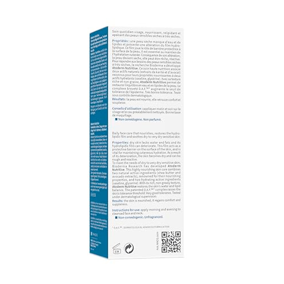 Bioderma - Atoderm - Nutritive - Nourishing Face Cream - Soothes Discomfort - Face Moisturizer for Dry to Very Dry Sensitive Skin, 1.33 Fl Oz (Pack of 1)