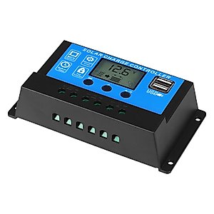 GCSOAR Solar Charge Controller, 30A,12V/24V,Solar Panel Regulator with Adjustable LCD Display and Dual USB Port,Suit for Farm Outdoor Camping Motor Home