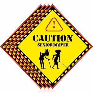 4 Pieces Over The Hill Gag Gifts Driver Car Magnet Elderly Driver Sticker Funny Car Magnets for Over The Hill Party Supplies Gags and Practical Joke Toys