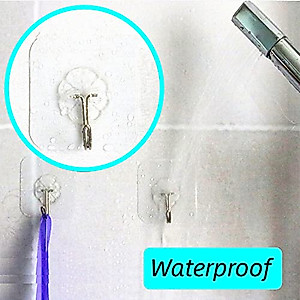 JEETAO Adhesive Hooks for Hanging Wall Hooks 22lbs(Max) Haning Hooks Transparent Reusable Seamless Hooks, Strong Bathroom Kitchen Hooks,24 Pack