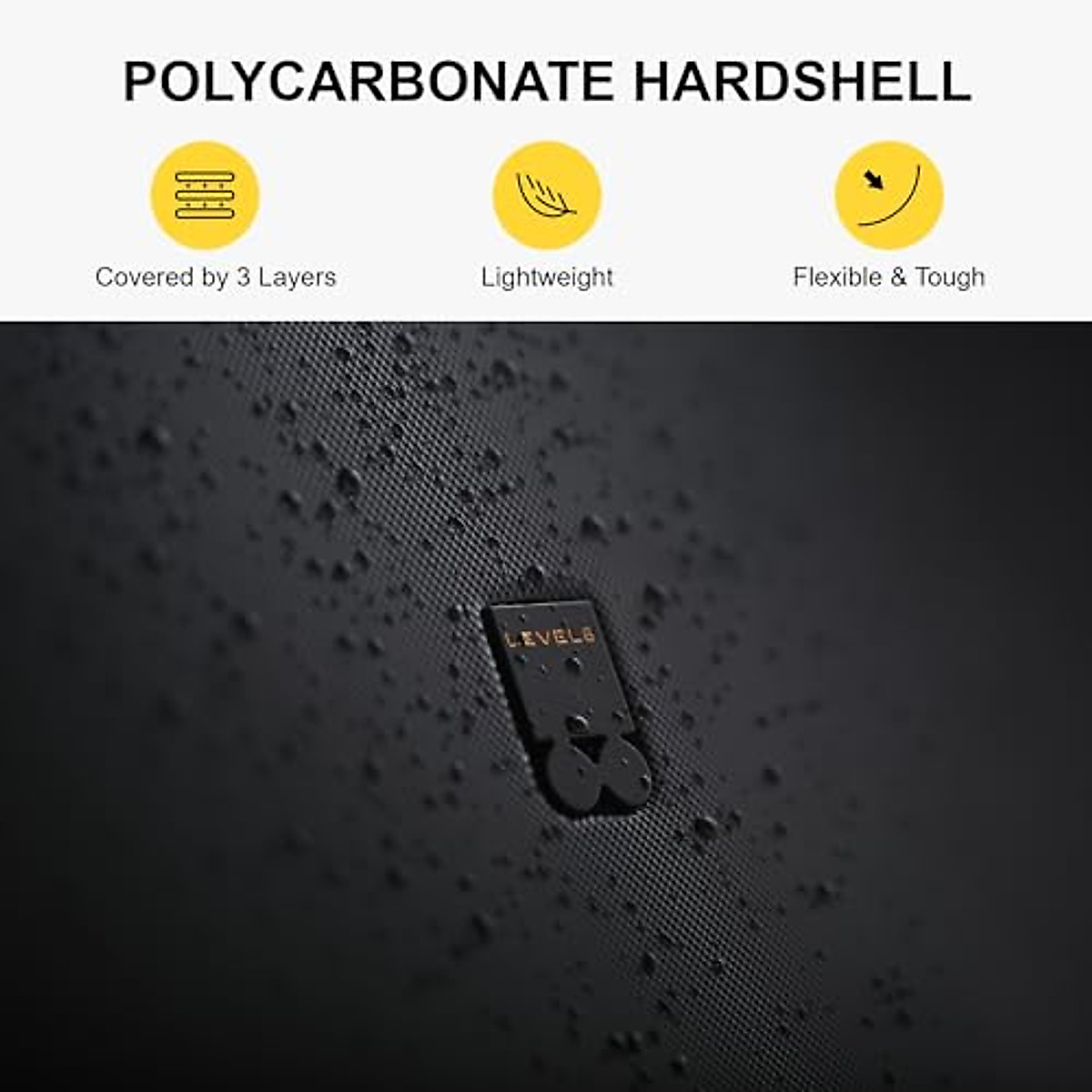 LEVEL8 Luggage Sets 3 Piece, 20 Inch 24 Inch 28 Inch Hardshell Suitcases, Lightweight Luminous Textured Large Luggage, Spinner Wheels Tsa Lock, 3-Piece Set (20/24/28), Black