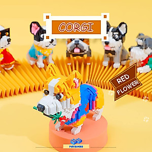 FunBlocks Mini Building Blocks Animal Set, DIY Micro 3D Building Toy Bricks (Corgi 997pcs)
