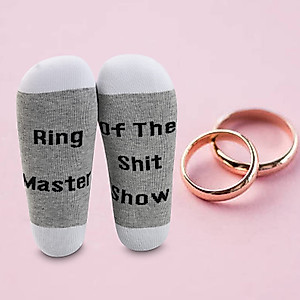 LEVLO Funny Ringmaster Gifts Ring Master Of The Shit Show Socks Mothers Day Gift (2 Pairs/Set - Mid Calf -1)
