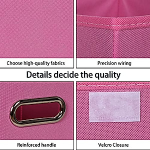 NieEnjoy Closet Organizers Fabric Storage Cube Bins with Lids collapsible storage bins basket with Handles ,Storage Boxes for Organizing,3 Pack (Pink)