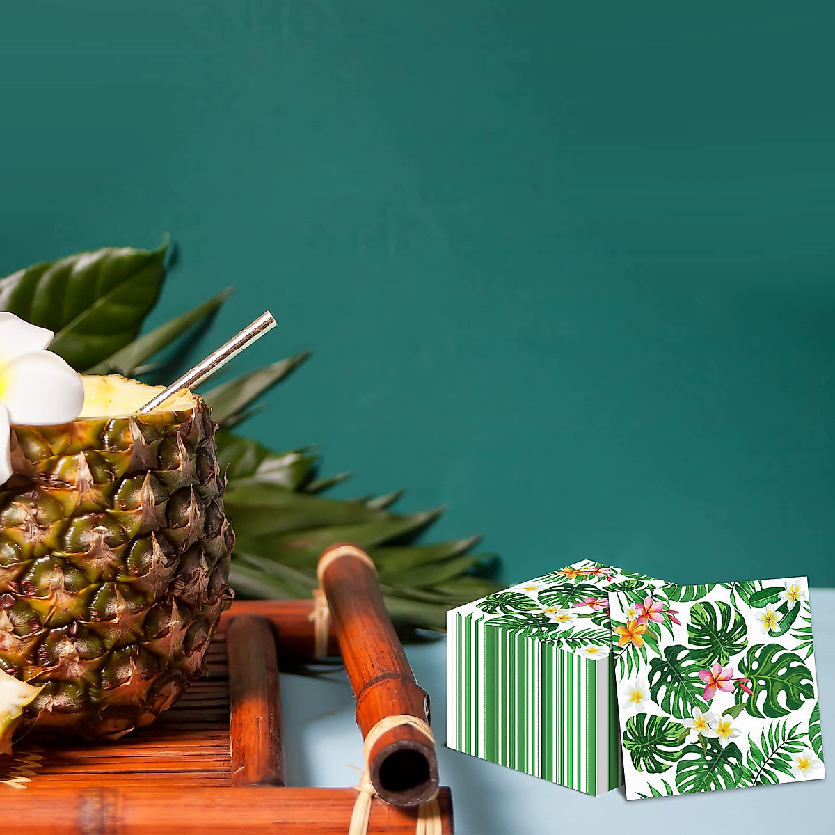 Hawaiian Luau Napkins for Aloha Happy Birthday Party Supplies Tropical Tiki Themed Luncheon Paper Napkins Disposable for Kids Baby Shower Summer Pool Beach Party Favors (50 Pack)