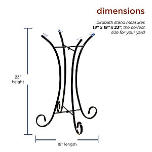 Alpine Corporation KPP160 Birdbath Metal Stand, 25 Inch Tall, 18"L x 18"W x 23"H, Black