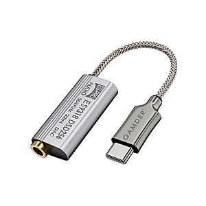 GAMDER USB Type C to 3.5mm DSD256 Hi-Fi Audio Chip Decoder 32bit 384kHz Headphone Amplifier Adapter DAC for Android Phone Mac Windows 10 （ES9318 Chip)