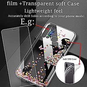 AQGG Tempered Glass Film + Cover for Oukitel C22 [5.86"], 9H Hardness Screen Protector and Soft Silicone Case Bumper Shell Transparent Protective TPU Cases -Girl