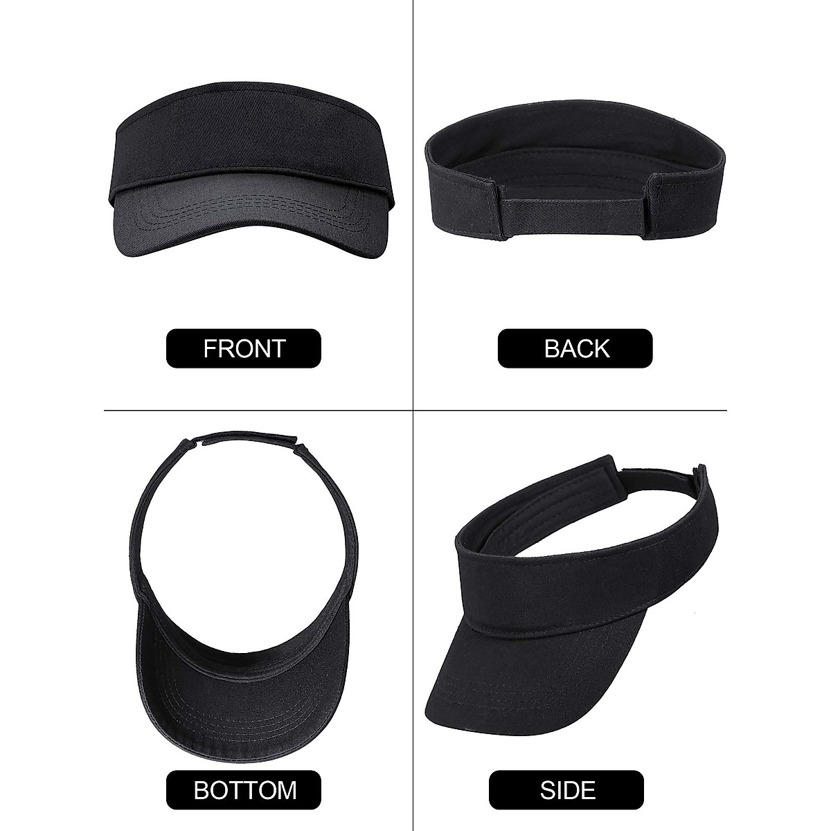 4 Pieces Kids Sports Sun Visor Hats Empty Top Baseball Cap Running Tennis Hats (Red, Light Gray, Navy Blue, Black)