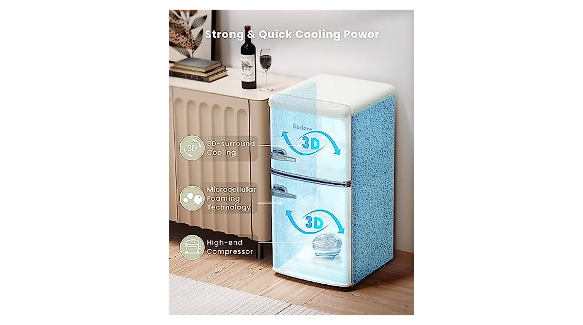 Bodare Retro Mini Fridge - Energy-Efficient & Stylish