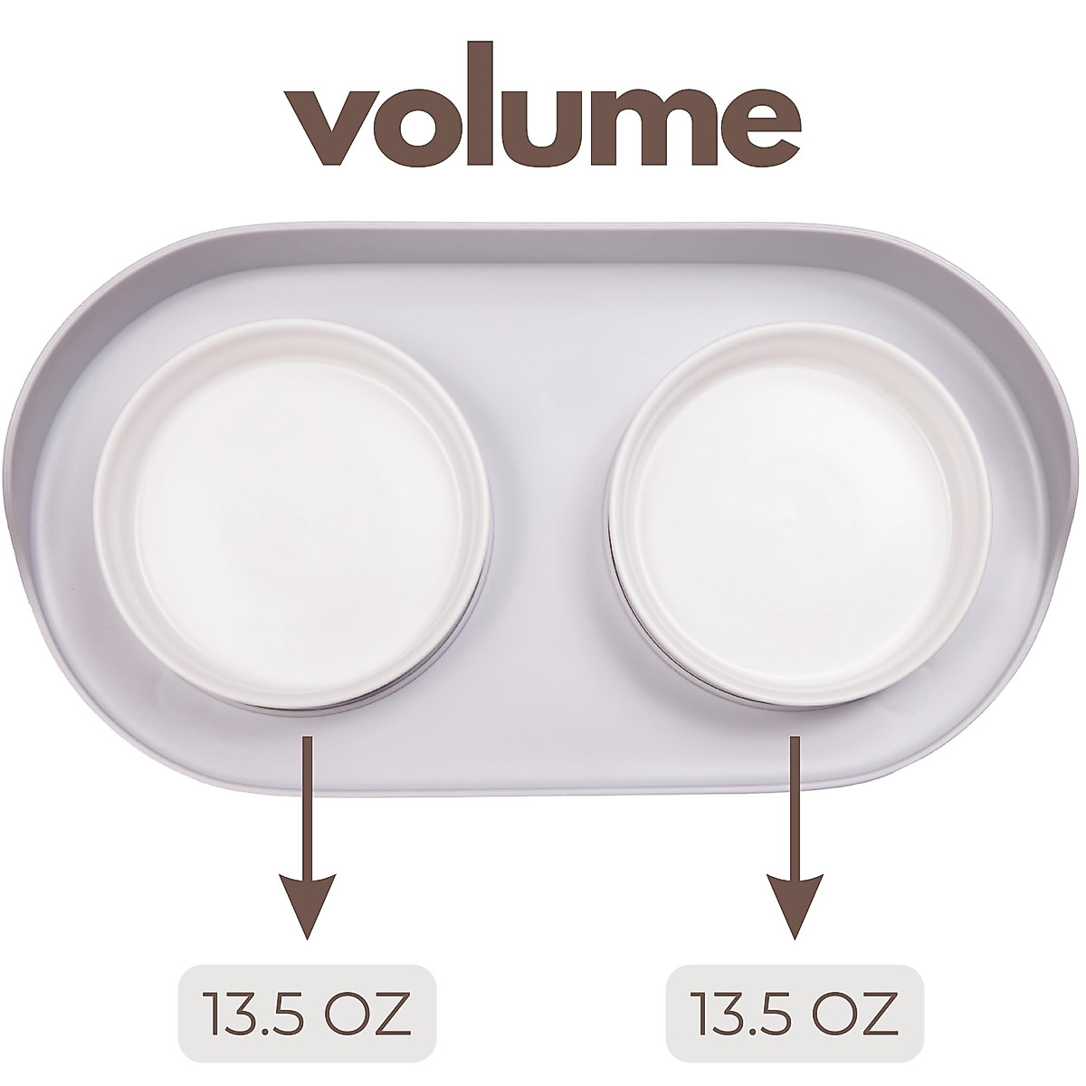 A4DOG Ceramic Dog Bowls with Stand - Elevated Dog Water and Food Bowl Set 13.5oz Cat & Dog Feeding Station Spill Proof Splash Proof Raised Pet Food Bowls for Dogs, No Mess Pet Feeder - Gray