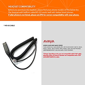 IPD IPH-250 Phone Headset with Noise cancelling Microphone for Office and call center-Compatible with Avaya 1608 1616 9601 9608 9611 9611G 9620 9621 9630 9631 9640 9641 9650 9670 J139 J159 J169 J179