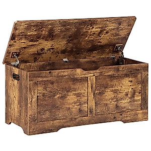 Timberer 39.4" Storage Chest, Wooden Storage Bench, Lift Top Toy Chest with 2 Safety Hinges, Large Toy Box, Entryway Bench for Living Room, Bedroom, Rustic Brown